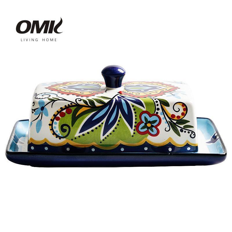 OMK American Ceramics Butter Dish with Lid Butter Keeper for Counter ...