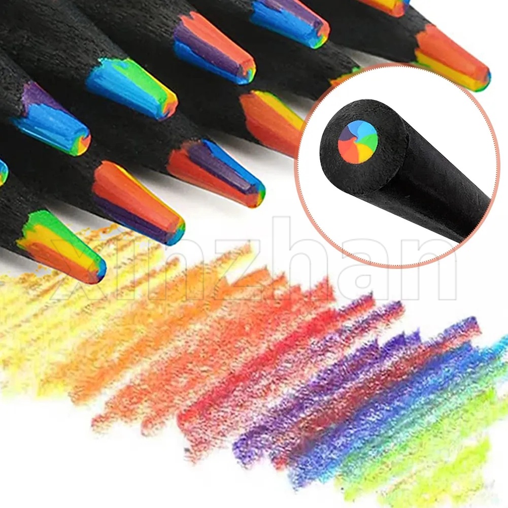 7 Colors Rainbow Colored Pencil / Students Stationery School Supplies ...