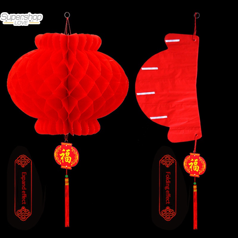 Chinese Style Paper Lantern Red Hanging Lanterns Waterproof Outdoor ...