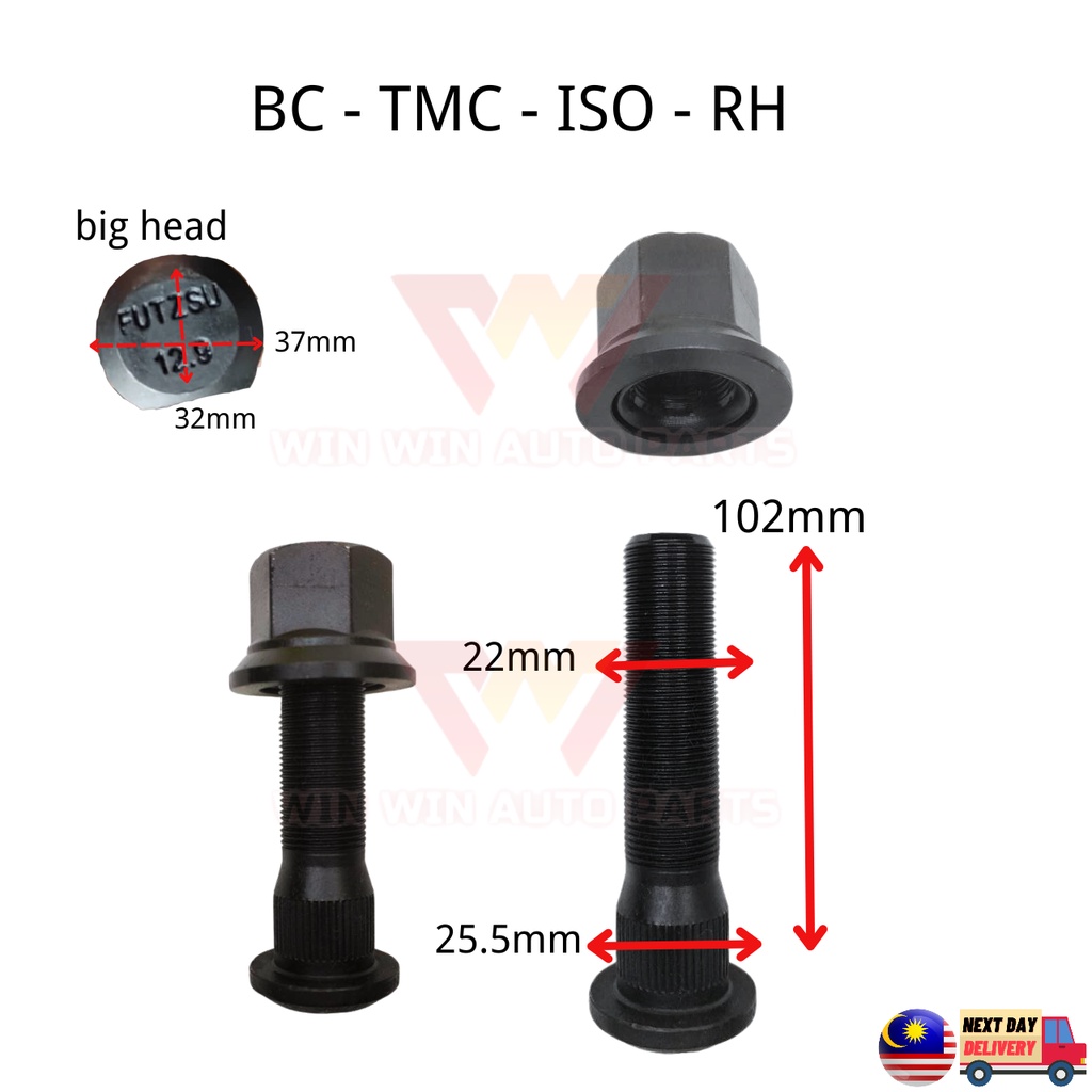 Trailer Truck Fuwa 13Ton TMC ISO-RH Big Head 37MM 32MM Belakang Wheel ...