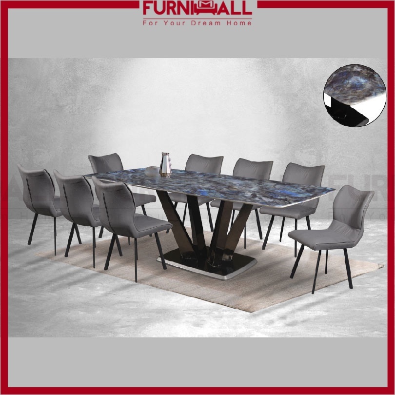 FURNIMALL Natural Crystal Modern Style Dining Table/ Ceramic Meja Makan ...