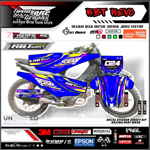 Decal RBT Revo blue ice STICKER TRAIL CUSTOM Duck std gtx trabas ...