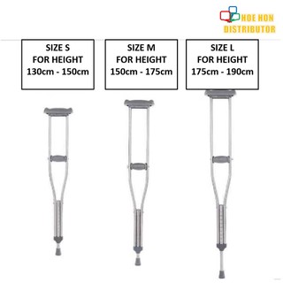 Underarm Crutch 1 Pair Stainless Steel Adjustable Armpit Cane Injury ...