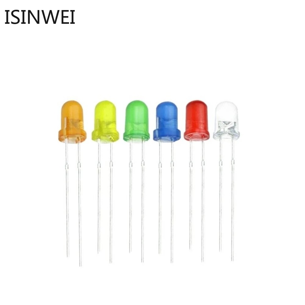 100pcs/Lot F3 Ultra Bright 3MM Round Water Clear Green/Yellow/Blue ...