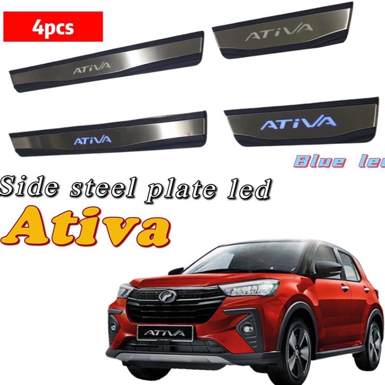 PERODUA ATIVA Side Steel Plate Door Side Step with LED BLUE COLOUR ...