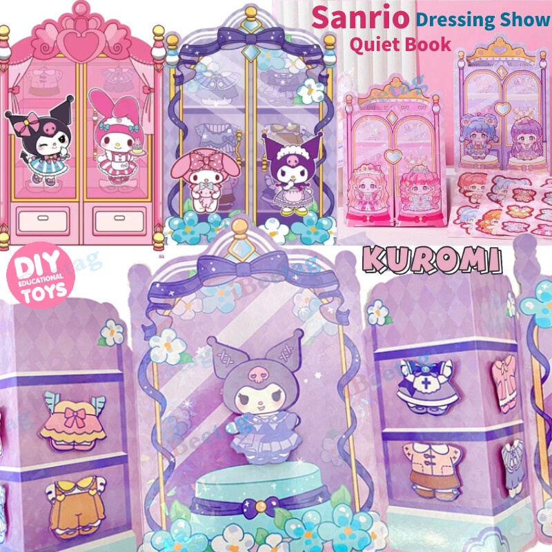 DIY Sanrio Kuromi Magic Dressing Show Sticker Book Cartoon Melody Quiet ...