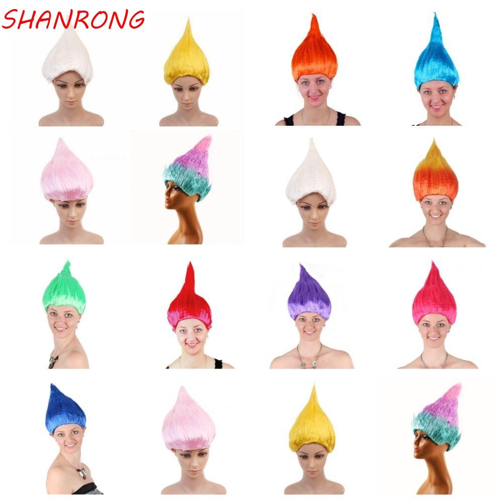SHANRONG Halloween Colored Wig, Straight Flame Troll Wig, Carnival ...