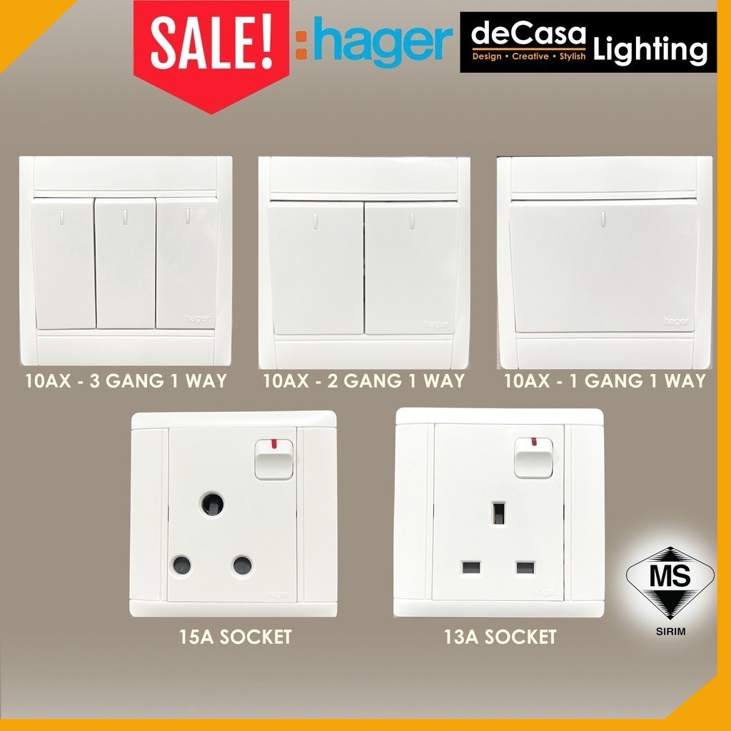 HAGER SWITCHES & SOCKETS (SIRIM) Decasa Lighting | Shopee Malaysia