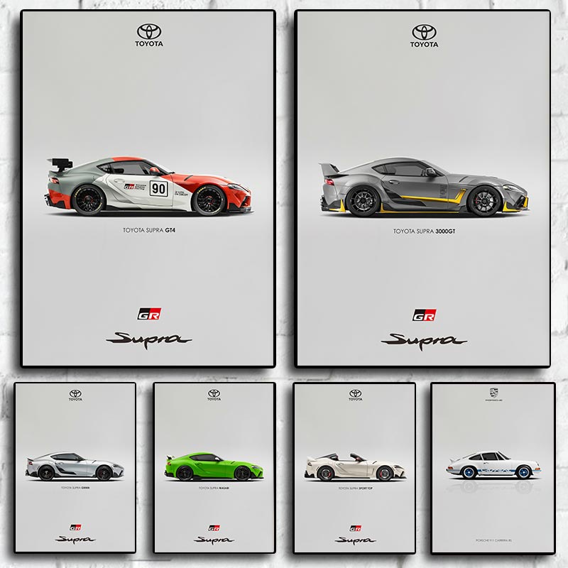 Supra Car Poster GR Fast and Furious Sport Cars GTR Racing Car Canvas ...