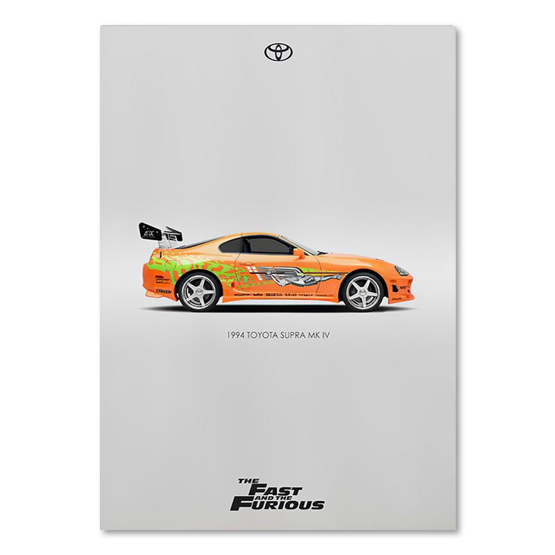 Supra Car Poster GR Fast and Furious Sport Cars GTR Racing Car Canvas ...