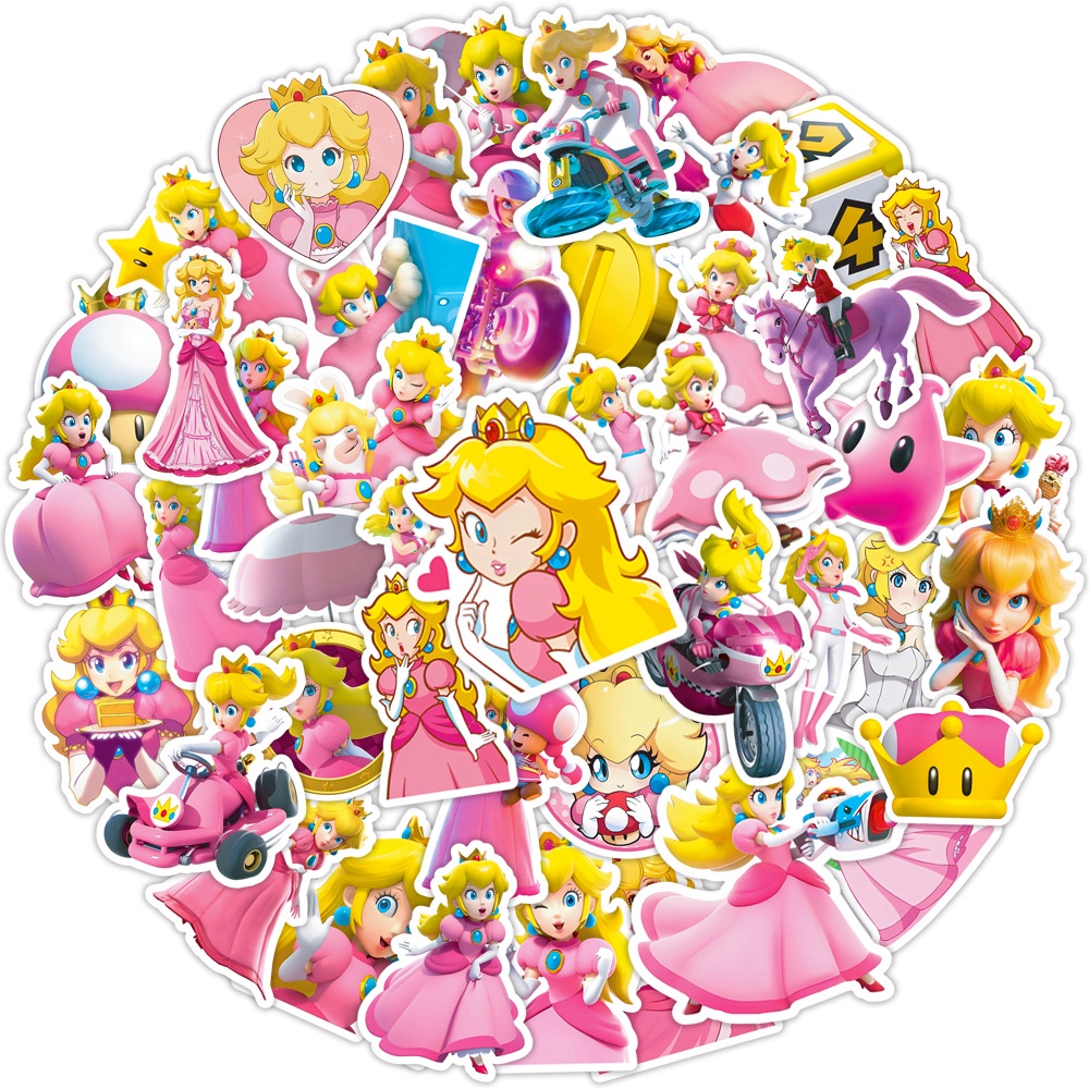 50PCS Hot Game Super Mario Bros Princess Peach Graffiti Stickers for ...