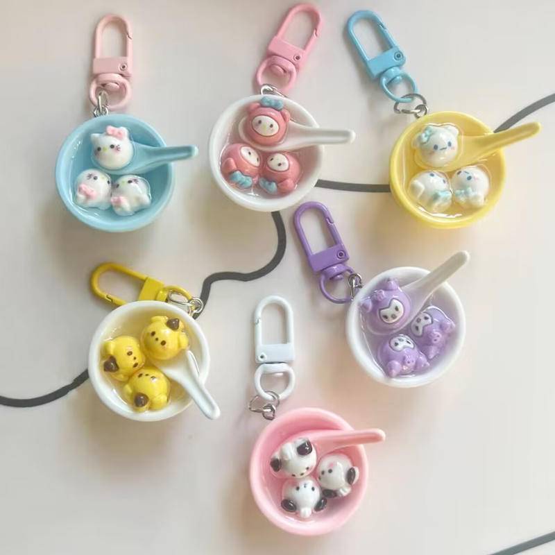 Cute Keychain Sanrio rice dumpling Bowl Key Chain pendant for bag Phone ...