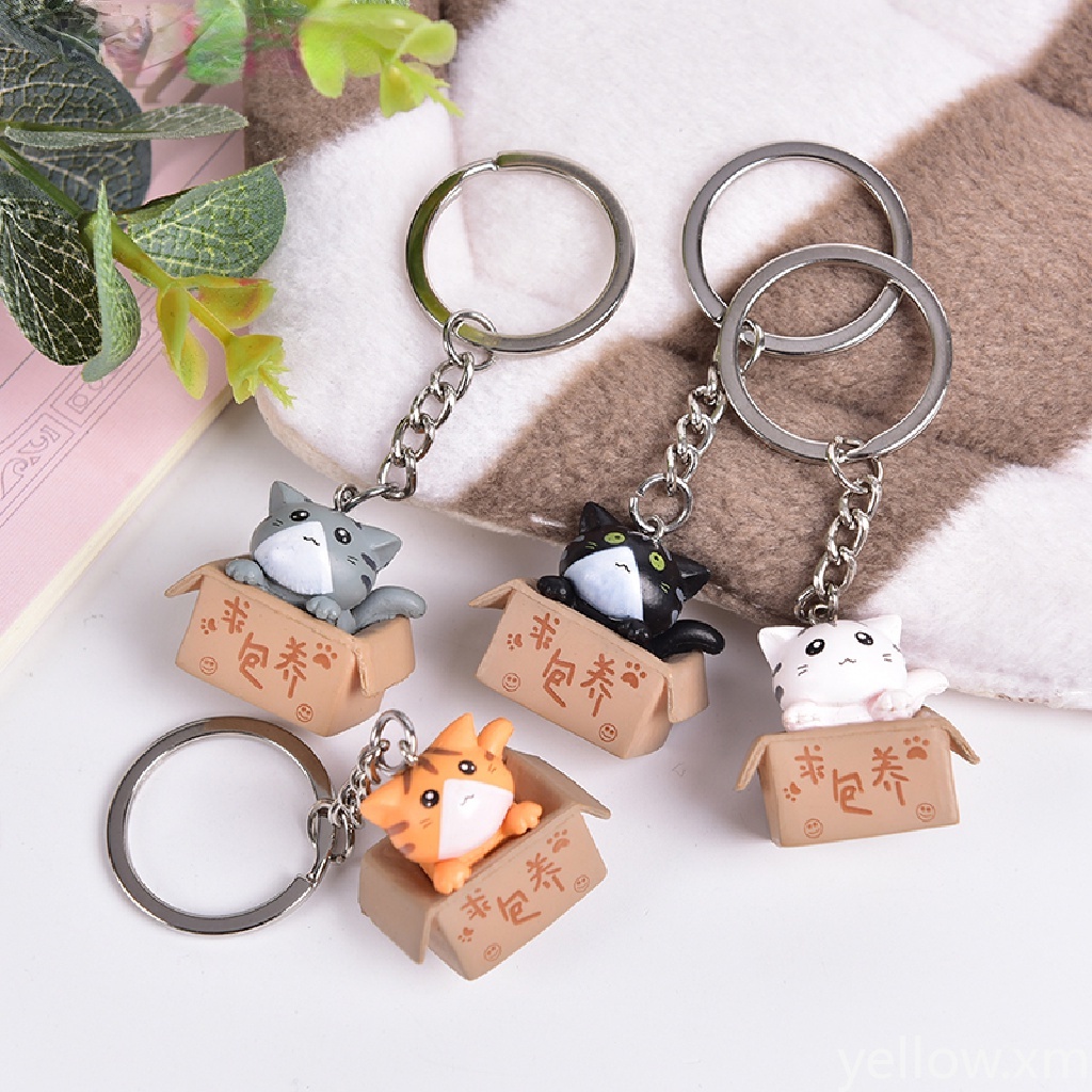 【HOT】TasteTasty Lovely Cartoon Cat Key Rings Chains Pendant Ornament ...