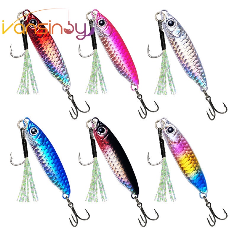 Fishing Jigging Hook Spinner Bait 7g/10g/15g/20g/25g Laser Metal Jig Umpan Casting Spoon Fishing ...