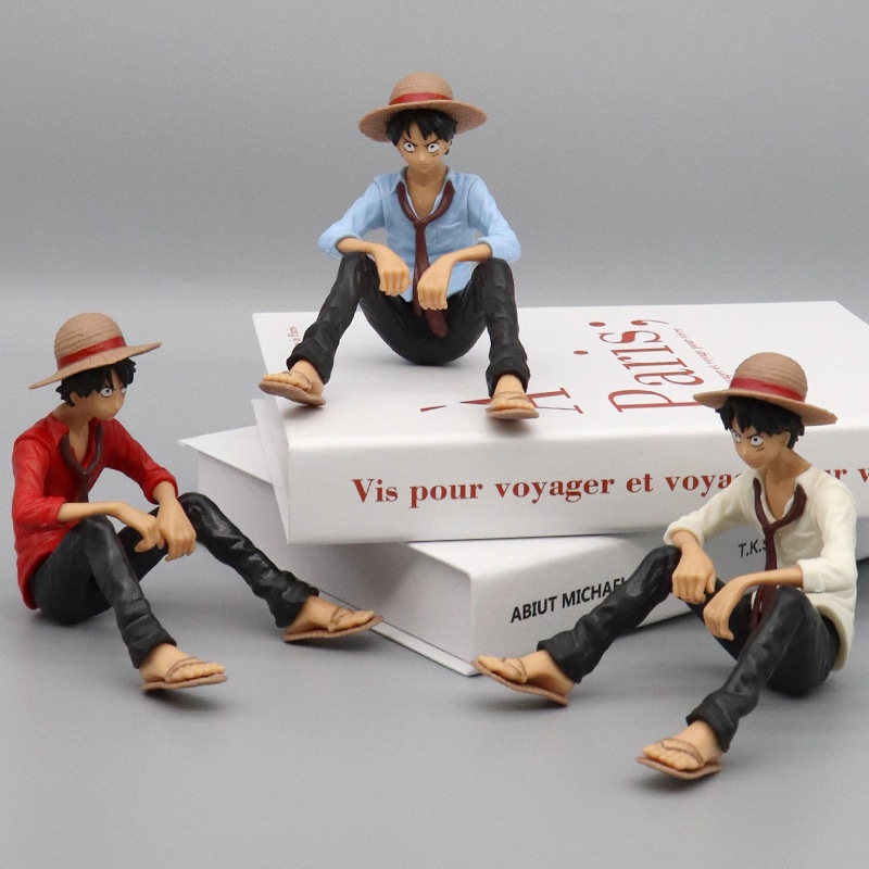 Anime One Piece Luffy Sit Action Figure Toy Cute Model Doll Figurine ...