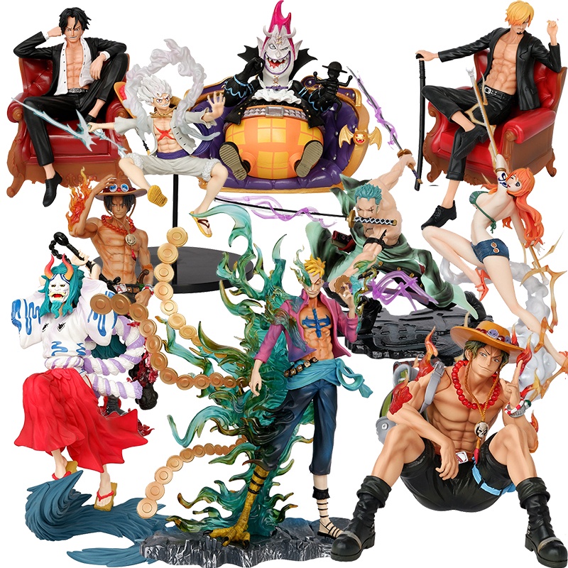 New One Piece Anime Figures Luffy Zoro Sanji Nami Ace Moria Yamato ...