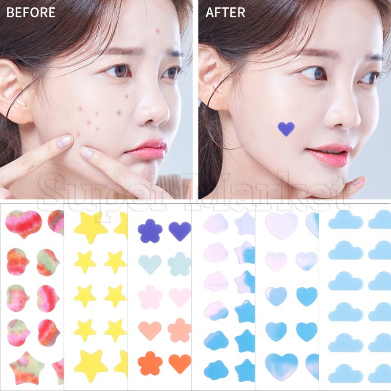Colorful Love Stars Acne Patch / Breathable Face Spot Stickers / Flower ...