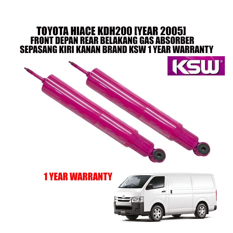 TOYOTA HIACE KDH200 [YEAR 2005] FRONT DEPAN REAR BELAKANG GAS ABSORBER SEPASANG KSW 1 YEAR ...