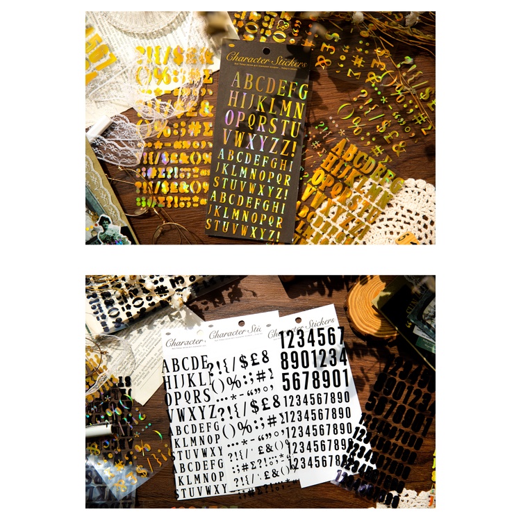Midoo Bronzing Numbers English Letters Punctuation Mark Stickers ...