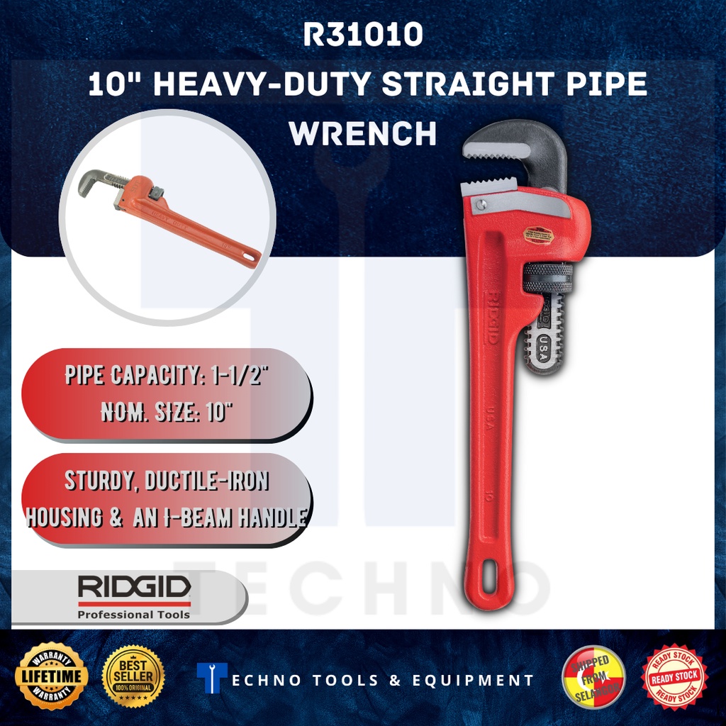 RIDGID Heavy-Duty Straight Pipe Wrenches (10"/250mm) 31010 | Shopee ...