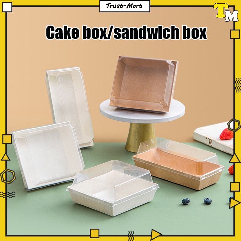 Kraft/White Paper Cake Sandwich Box Paper Food Packaging Dessert Cake ...