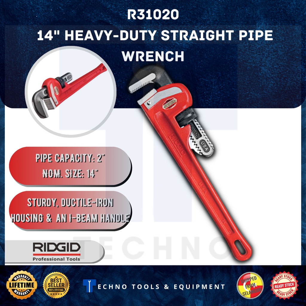 RIDGID 31020 14" Heavy-Duty Straight Pipe Wrench | Shopee Malaysia