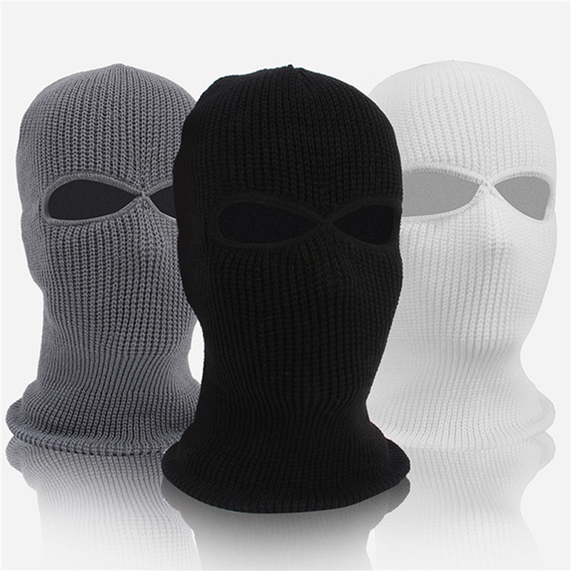 (MM)Men Women Warm 2 Holes Full Face Cover Hood Knitted Balaclava Face ...