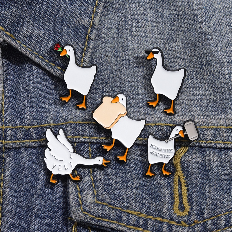 Funny Naughty Goose Enamel Pin Brooches Cartoon Duck Brooch Lapel Pin ...