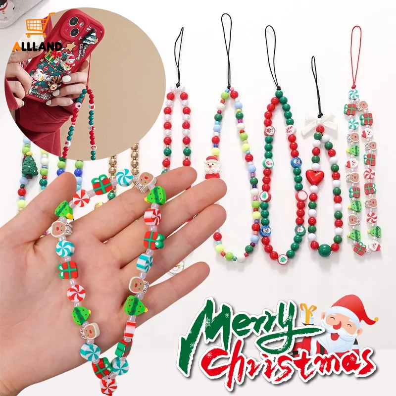 Creative Christmas Series Plastic Beaded Phone Chain/ Cartoon Santa ...