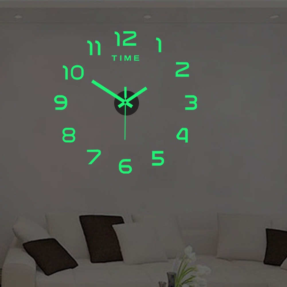 3D Wall Clock Luminous Frameless DIY Digital Clock Wall Stickers for ...