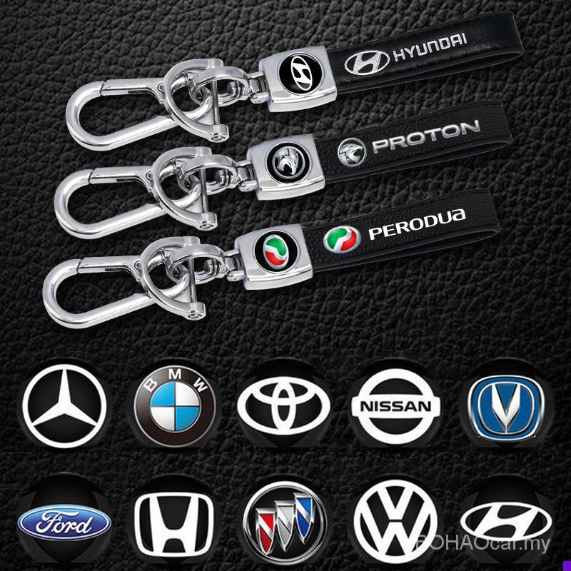 New high-end car key chain leather anti-lost key chain pendant metal ...
