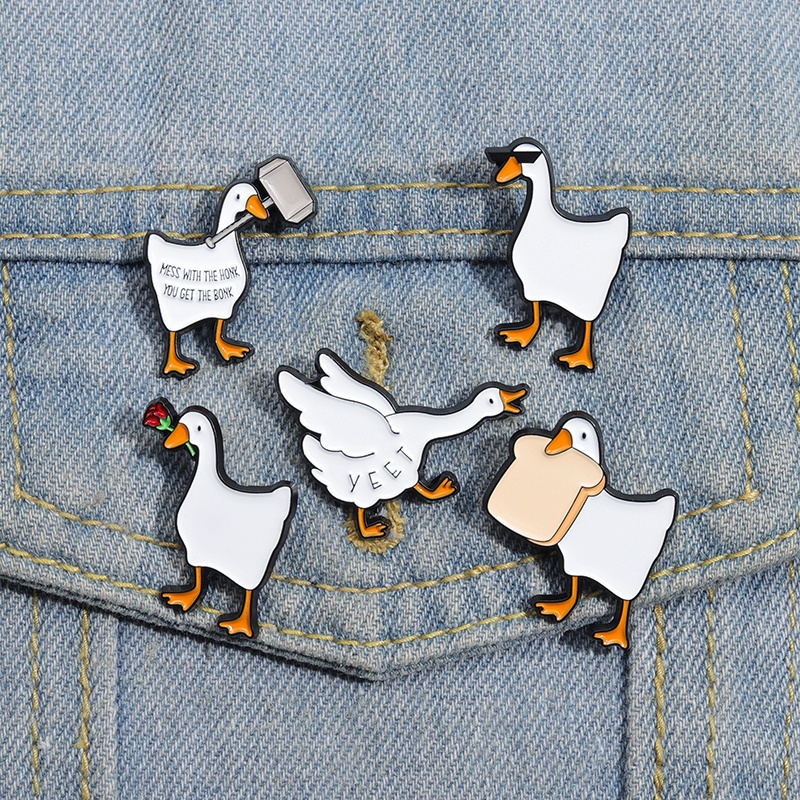 Funny Naughty Goose Enamel Pin Brooches Cartoon Duck Brooch Lapel Pin ...