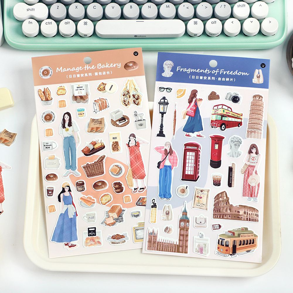 Cdaily|1pcs Korean Character Wear Matching Stickers Cute Girl Stickers ...