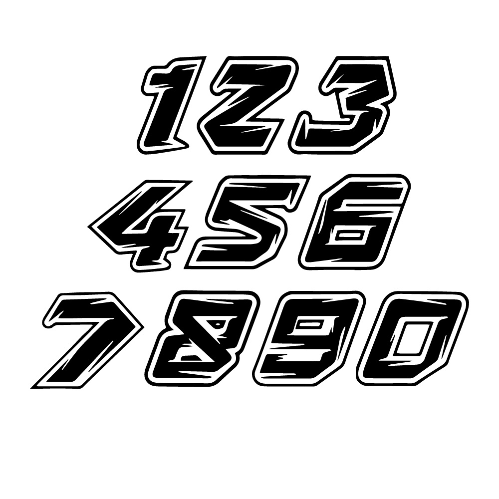 Racing Number Plate Car Decals Sticker With Custom Sliced Font Style ...