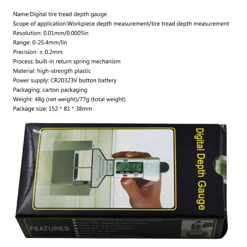 Local - YYQ Digital Depth Height Gauge Caliper Digital Tread Depth ...