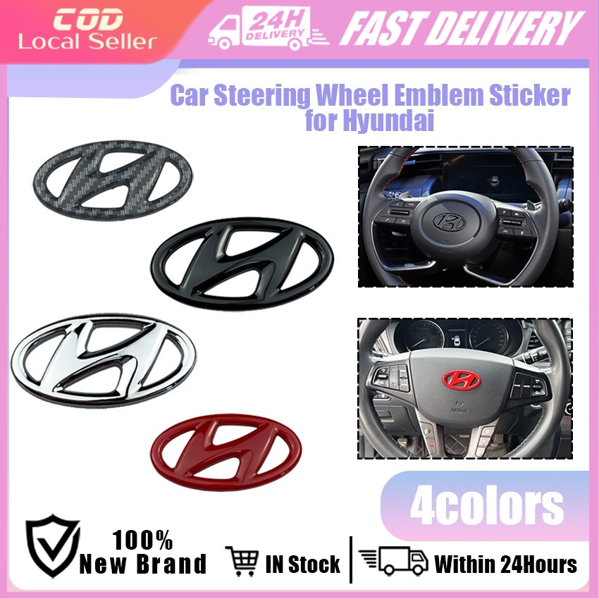 Hyundai Emblem Car Auto Steering Wheel logo Badge Sticker Decal ...