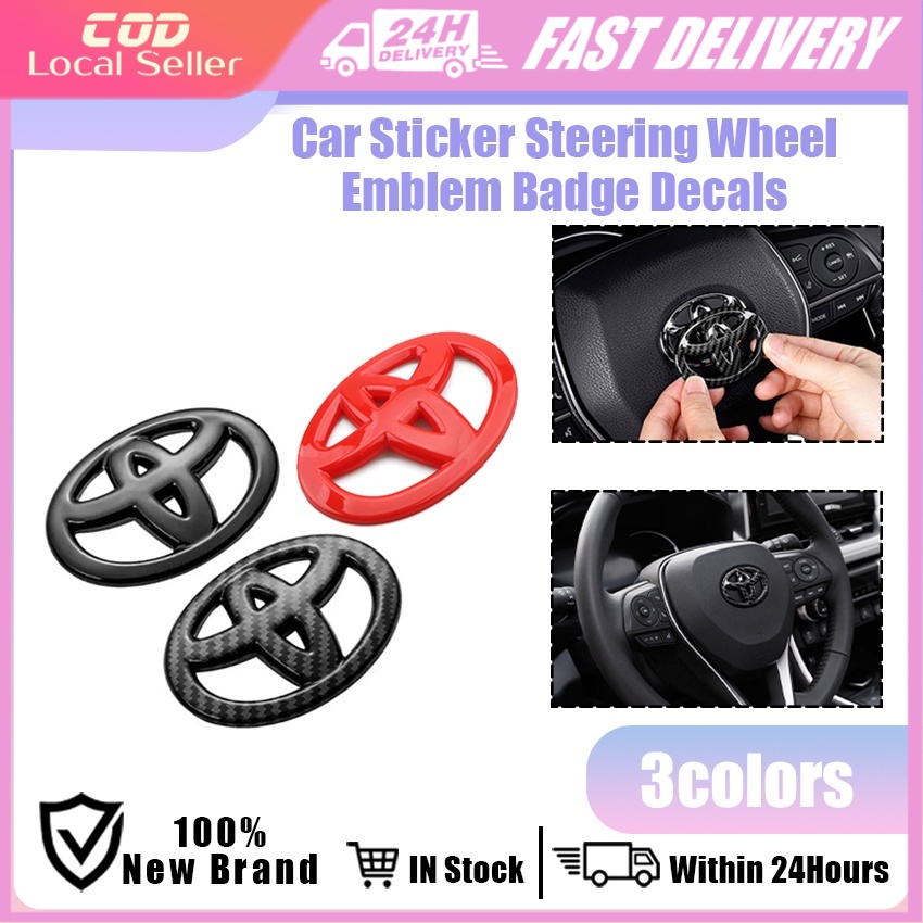 TOYOTA Emblem Car Auto Steering Wheel logo Badge Sticker Decal ...