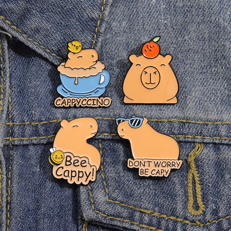Cartoon Capybara Funny Animal Enamel Brooch Bee Cappy Bee Bag Badge ...