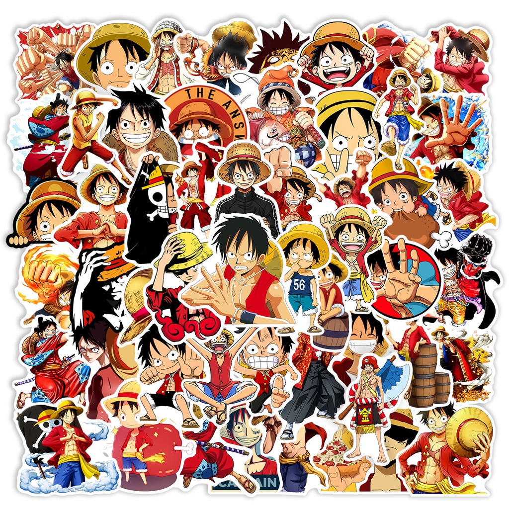 STRAW HAT LUFFY 50 pcs DIY Waterproof Non Repeating Stickers Pack ...