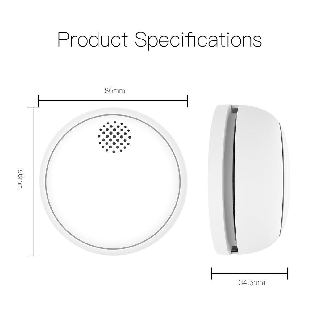 MOES ZigBee Smart Wireless Smoke Detector Fire 85dB Sound Alarm Siren ...