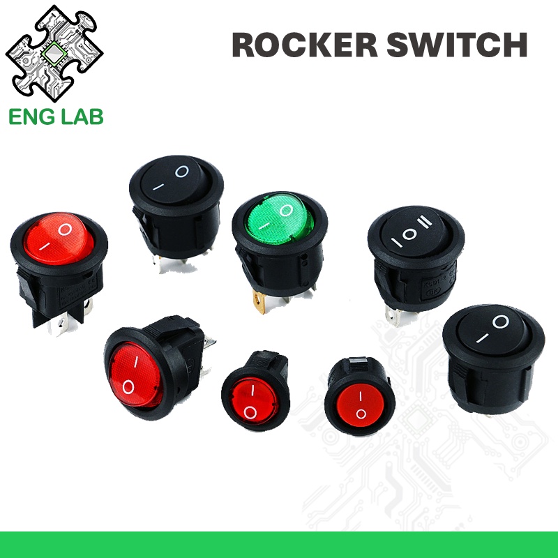 ENGLAB★5Pcs Round Shape Rocker Switch AC 125V/10A Black And Red SPST ...