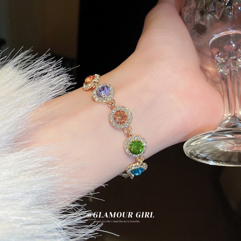Color Diamond Bracelet ins Style Sweet High-End Bracelet Bracelet ...
