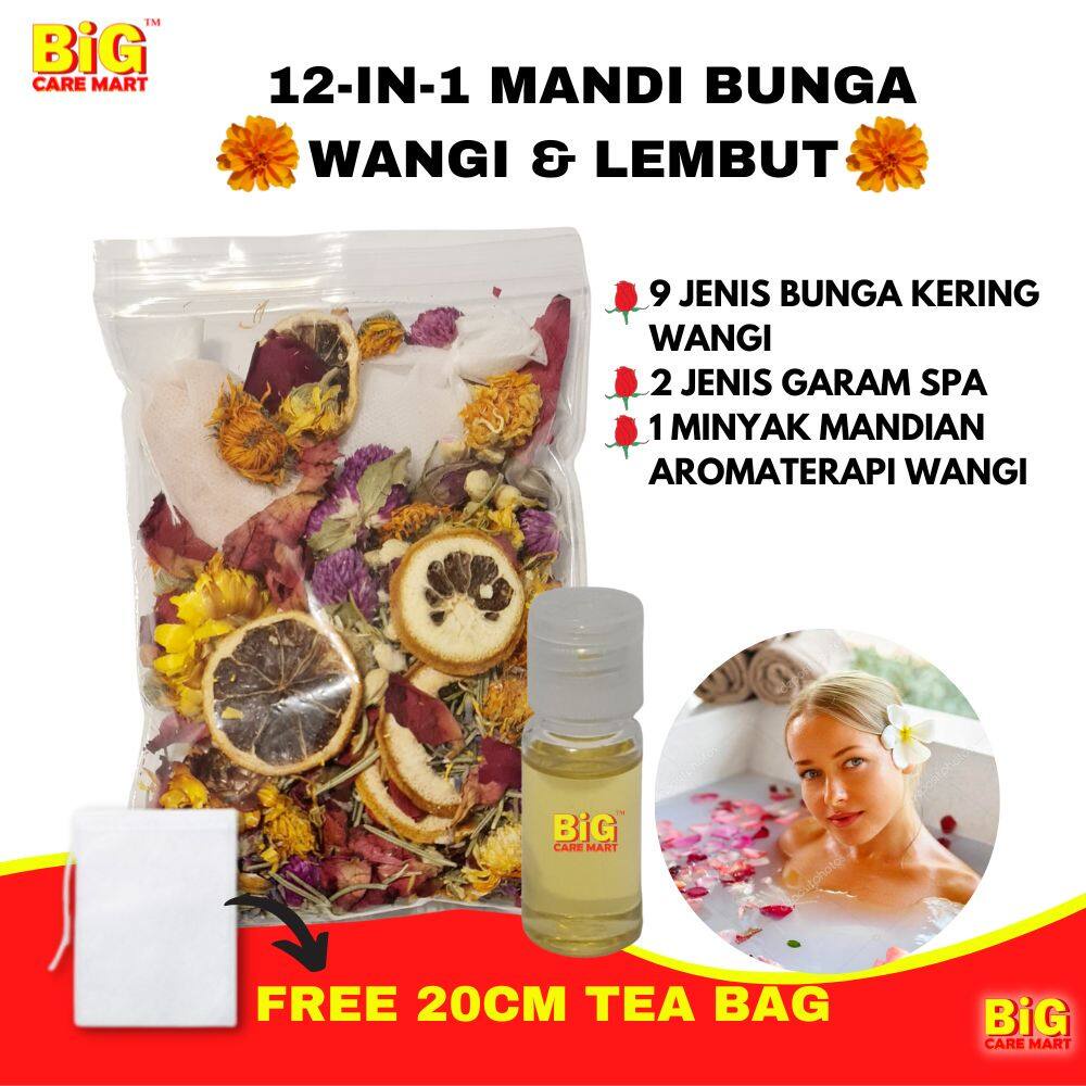 12-In-1 Mandi Bunga Bath Spa (9 Bunga + Epsom Salt + Himalayan Rock ...