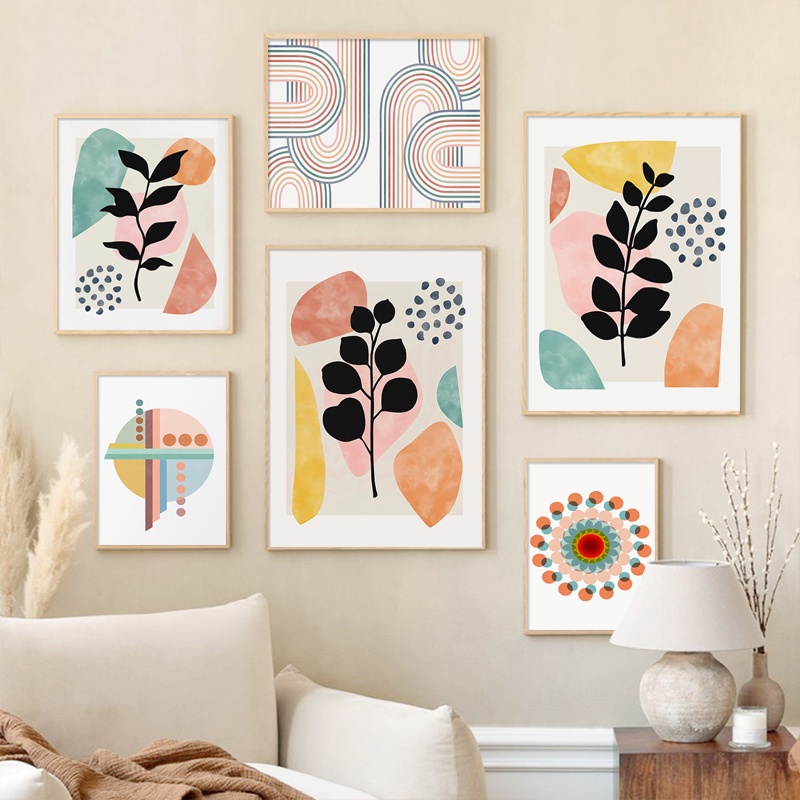 Boho Abstract Poster Foliage Wall Art Painting Nordic Canvas Prints ...