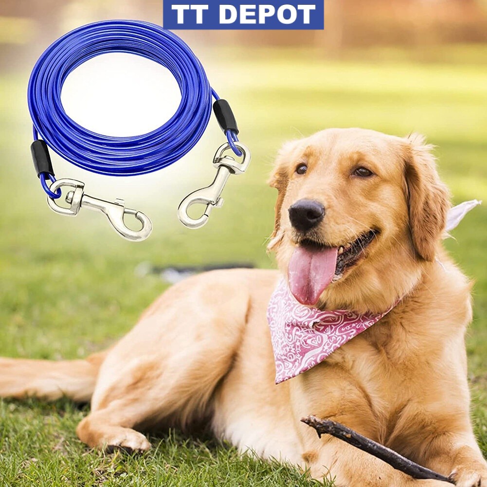 Double-headed Hook Pet Leash Harness Rope Long Steel Wire Chain for Outdoor Dogs Supplies ...