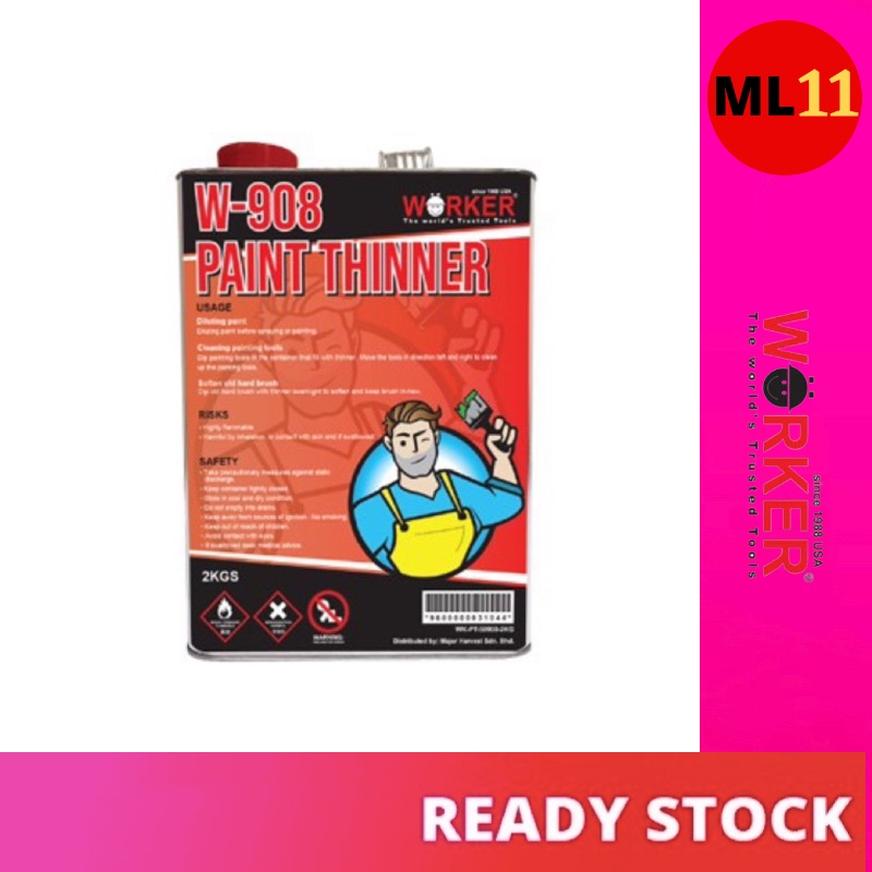 (2 KG) WORKER Paint Thinner / Thinner Solvent / Paint Remover / Minyak ...