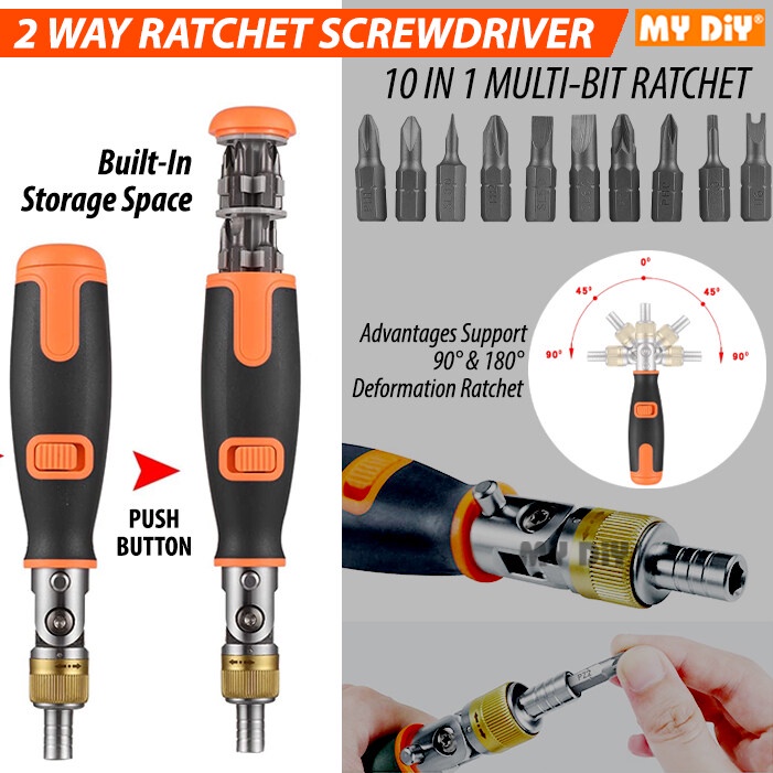 Discount - 2 WAY RATCHET SCREWDRIVER 10 IN 1 MULTI-BIT RATCHET ...