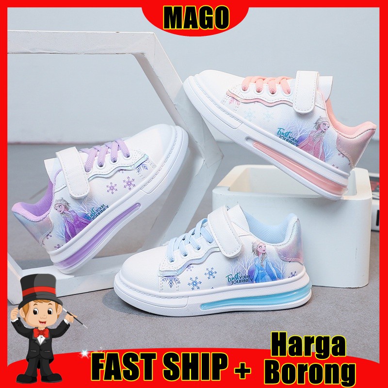 Mago *Size 26-37* Princess Girl Kids Sneakers Kasut Cartoon Sport Budak ...