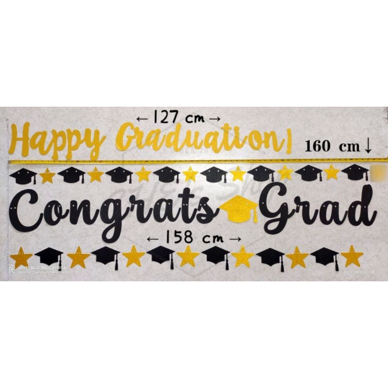 Gold Happy Graduation! Banner Congrats Grad Bunting ...