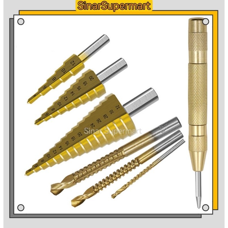 SinarSupermart 4-32mm 7Pcs Step Drill Bit Mata Drill Besi Bertingkat ...